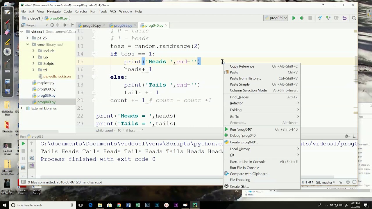 040- using a while loop to simulate a coin toss