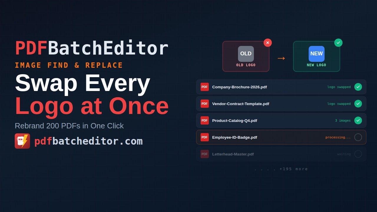 How to Replace Logos & Images Across Hundreds of PDFs — PDF Batch Editor Tutorial