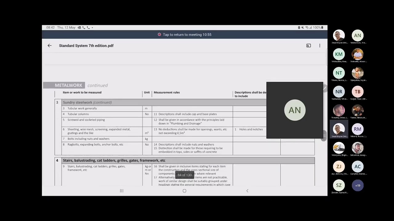 Steel Metalwork taking off Quantities