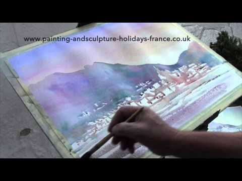 Alex Brown watercolour painting demonstration Evening, Cadaques bay.