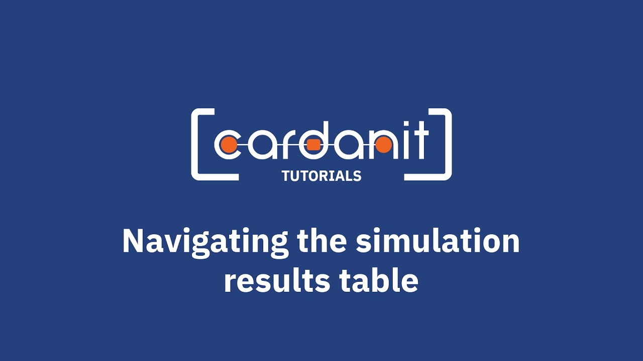 Process simulation results table in Cardanit: filter, sort, and export data | Tutorial (SUB)