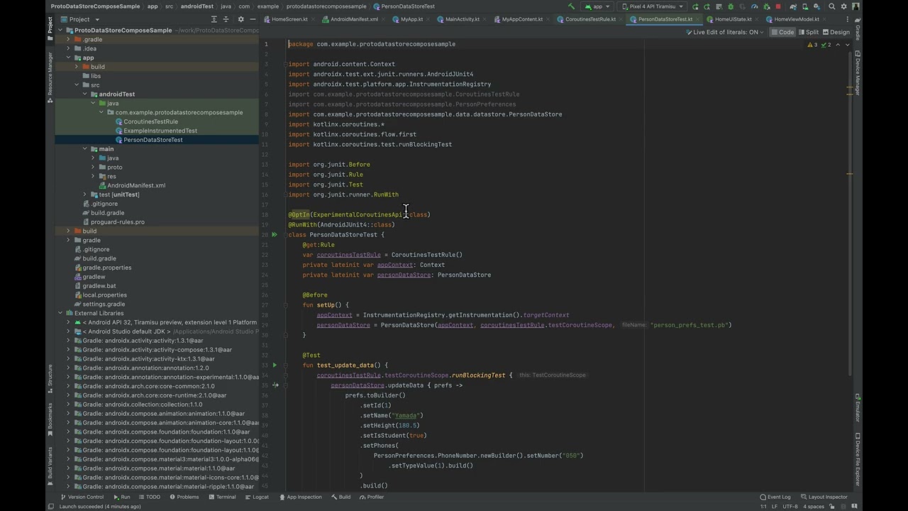 Proto Datastore Coding Flow (Step5: add androidTest)