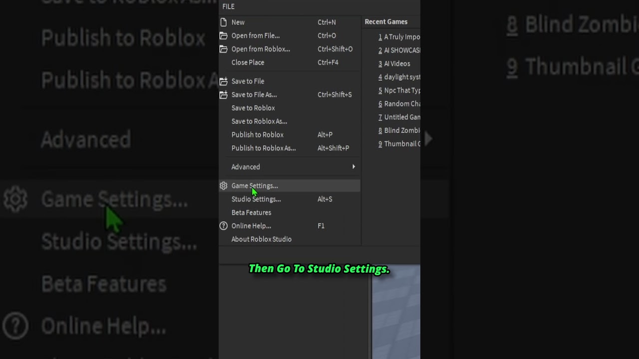 Where To Find Studio Settings For Roblox Studio #roblox #robloxgamedesign #tutorial #robloxstudio