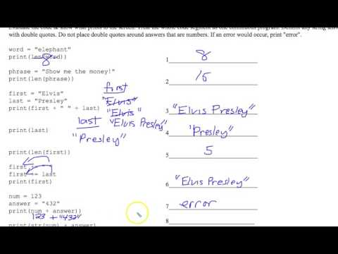 Strings Worksheet 1