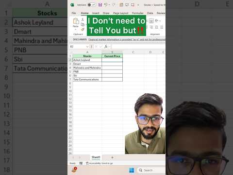 Want Stock Prices in Excel‼️Use Amazing Trick #exceltips #exceltricks #excel #shorts