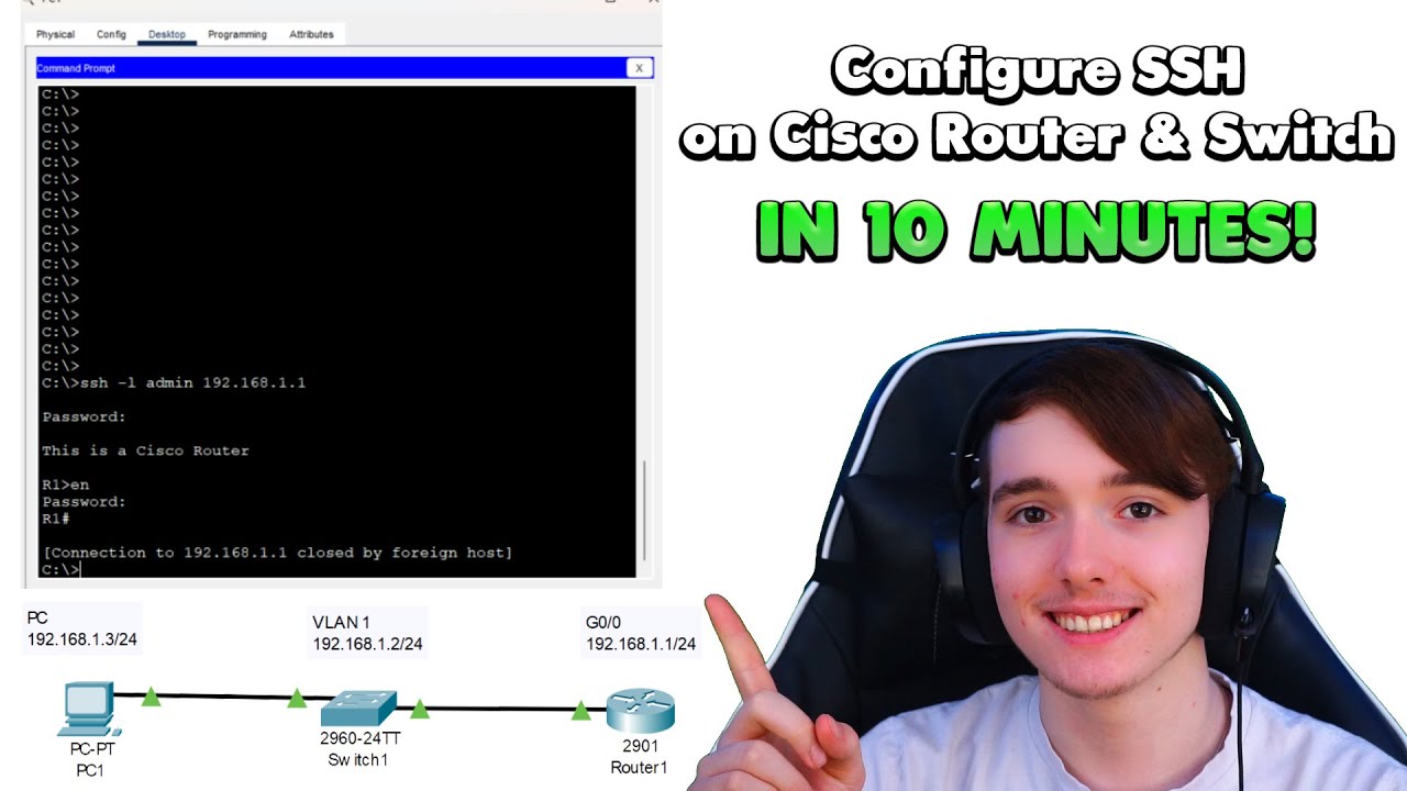 Configure SSH in 10 Minutes! | CCNA Packet Tracer Router & Switch SSH Configuration Tutorial!