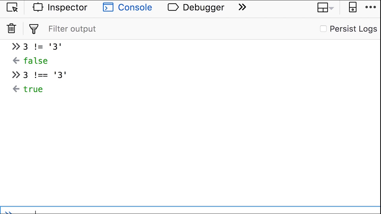 fff8-16 Strict Comparison Not Equal (!==) in JavaScript