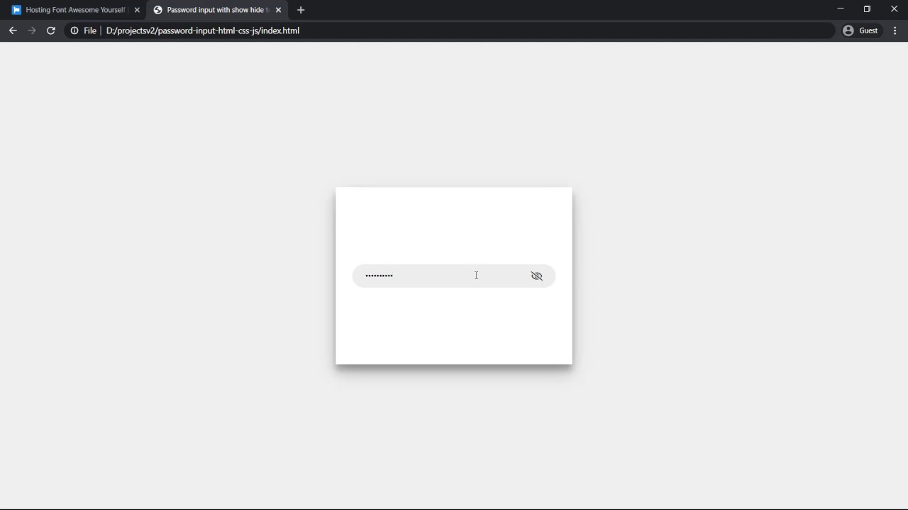 Password input show and hide toggle use Javascript