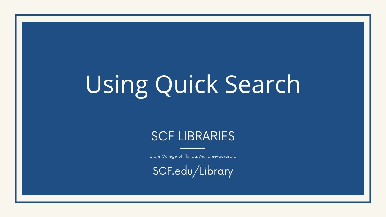 Using Quick Search
