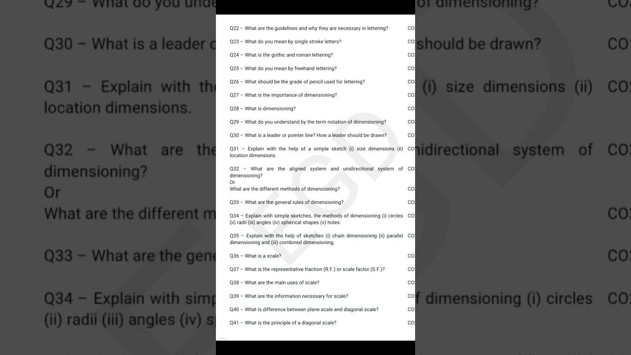 Engineering Drawing Question bank|| Engineering Graphics and Design important questions