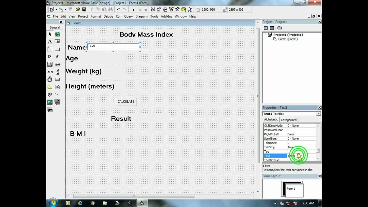 How to Make Body Mass Index (BMI) Calculator In VB 6.0 ?