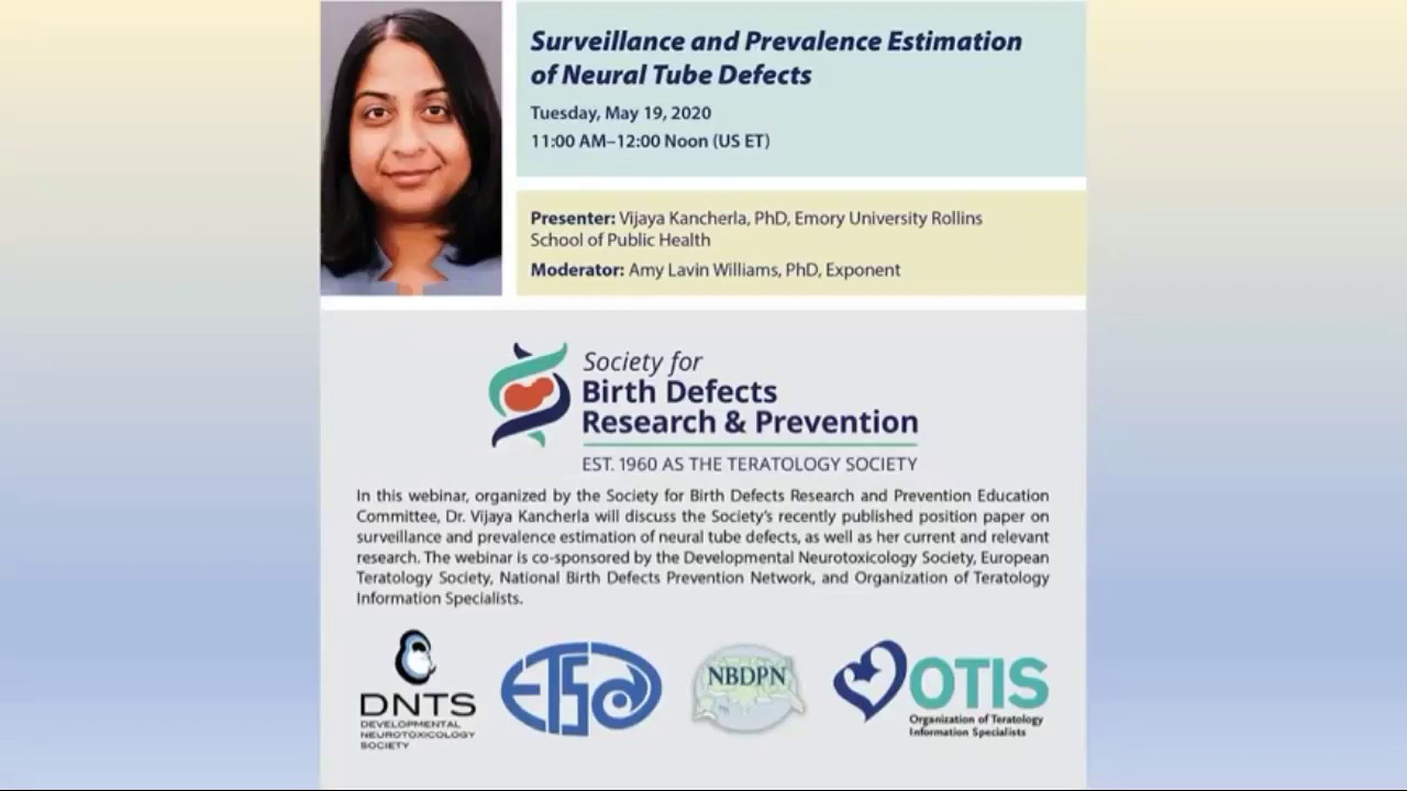 BDRP Webinar: Surveillance and Prevalence Estimation of Neural Tube Defects