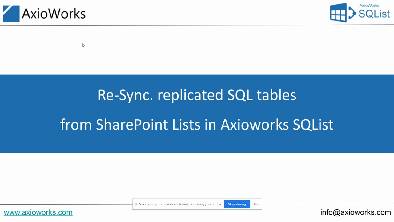 Resynchronise SQL tables from SharePoint Lists