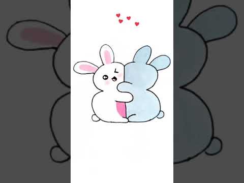 Como dibujar conejitos enamorados fácil #shorts #drawing #art #tutorial #aprende