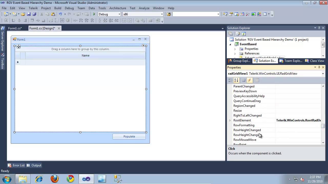 Event Based Hierarchies with RadGridView for WinForms