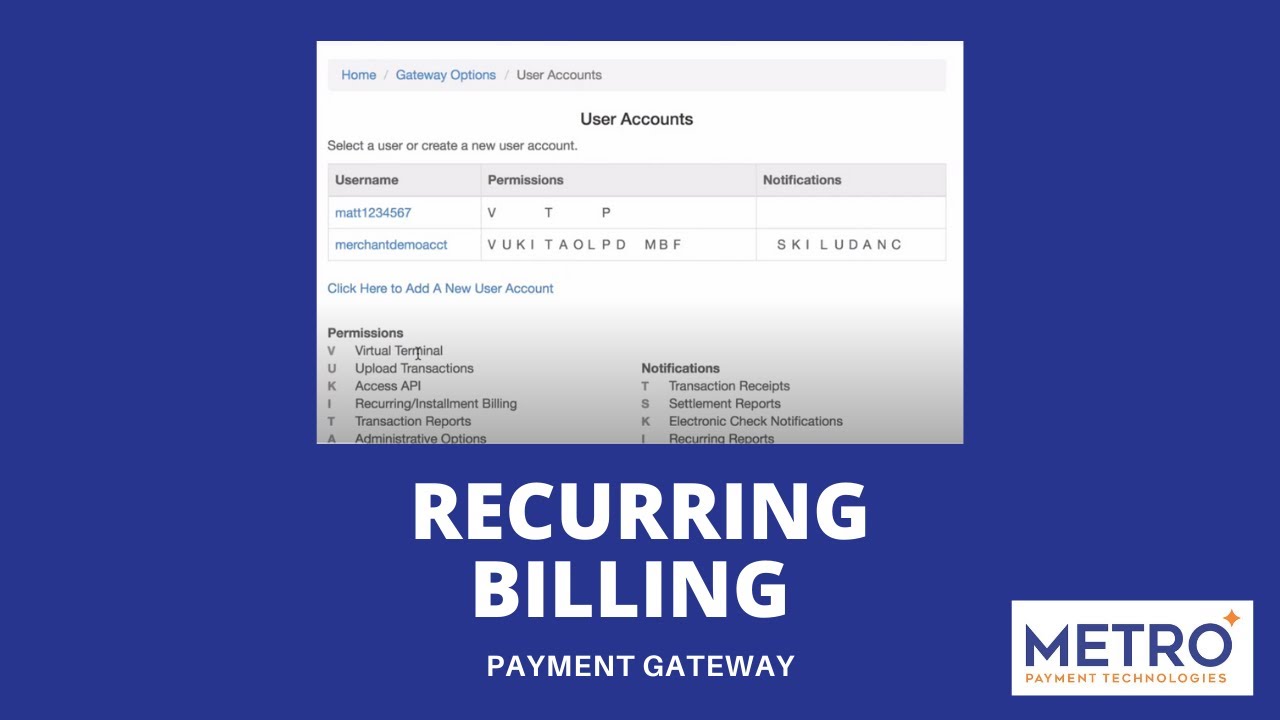 Recurring Billing - Metro Payment Gateway