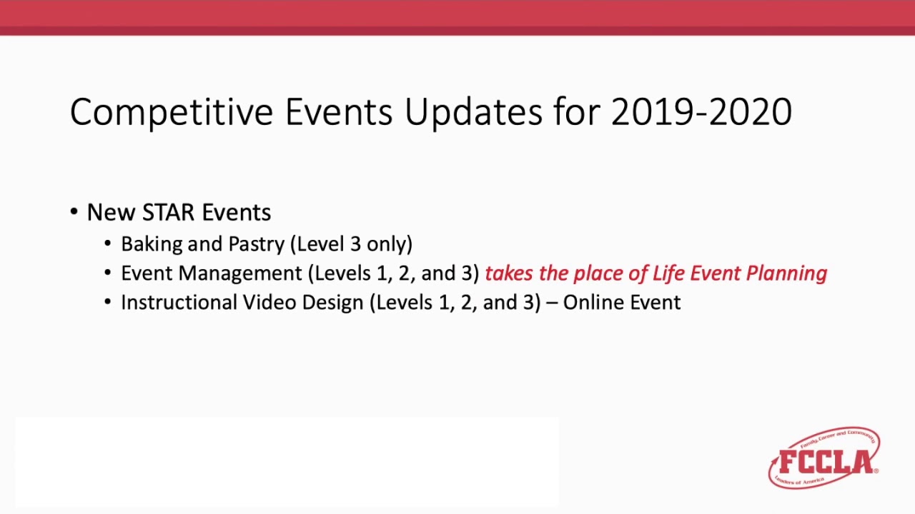 FCCLA Competitive Events Changes