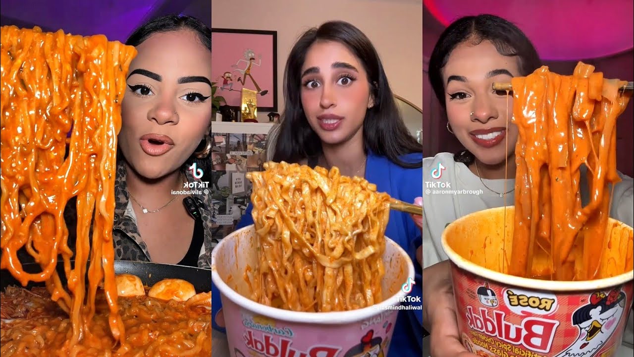 Extra Creamy Spicy Buldak Samyang Noodles Mukbang TikTok Compilation ASMR