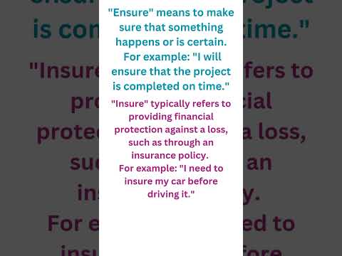 Difference between Insure vs Ensure#shorts#fyp #english
