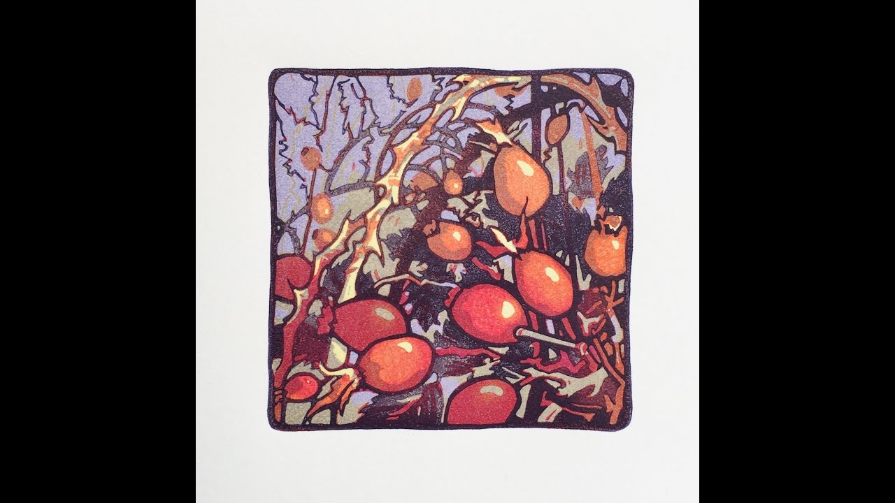Little Rose Hip Linocut