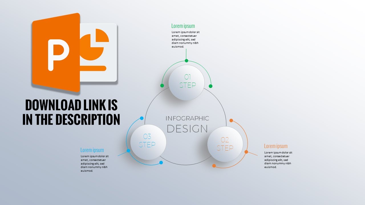 3 steps infographic presentation slide in PowerPoint, tutorial no 112