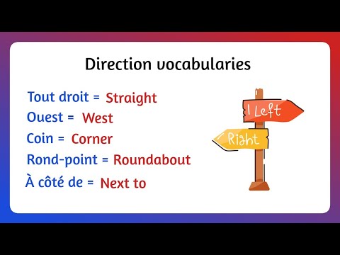 20 MOTS de VOCABULAIRE à connaître en ANGLAIS sur le thème des DIRECTIONS