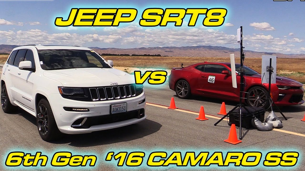 2016 Chevrolet Camaro SS Drag Races Jeep Grand Cherokee SRT on Airfield ...