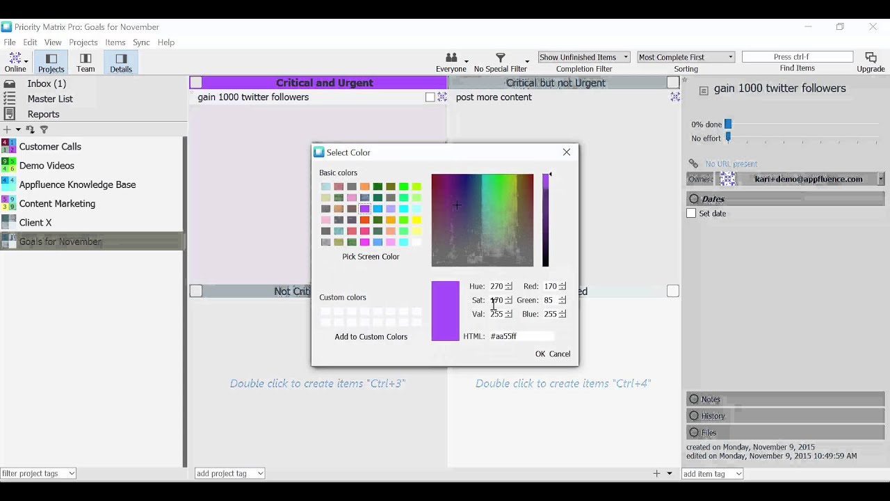 Getting Started with Priority Matrix for Windows