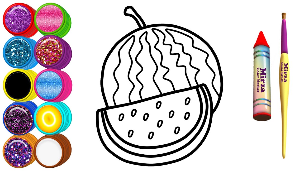 How to Draw Watermelon | Fruits Coloring Pages for Toddlers | Mirza Colors Kids