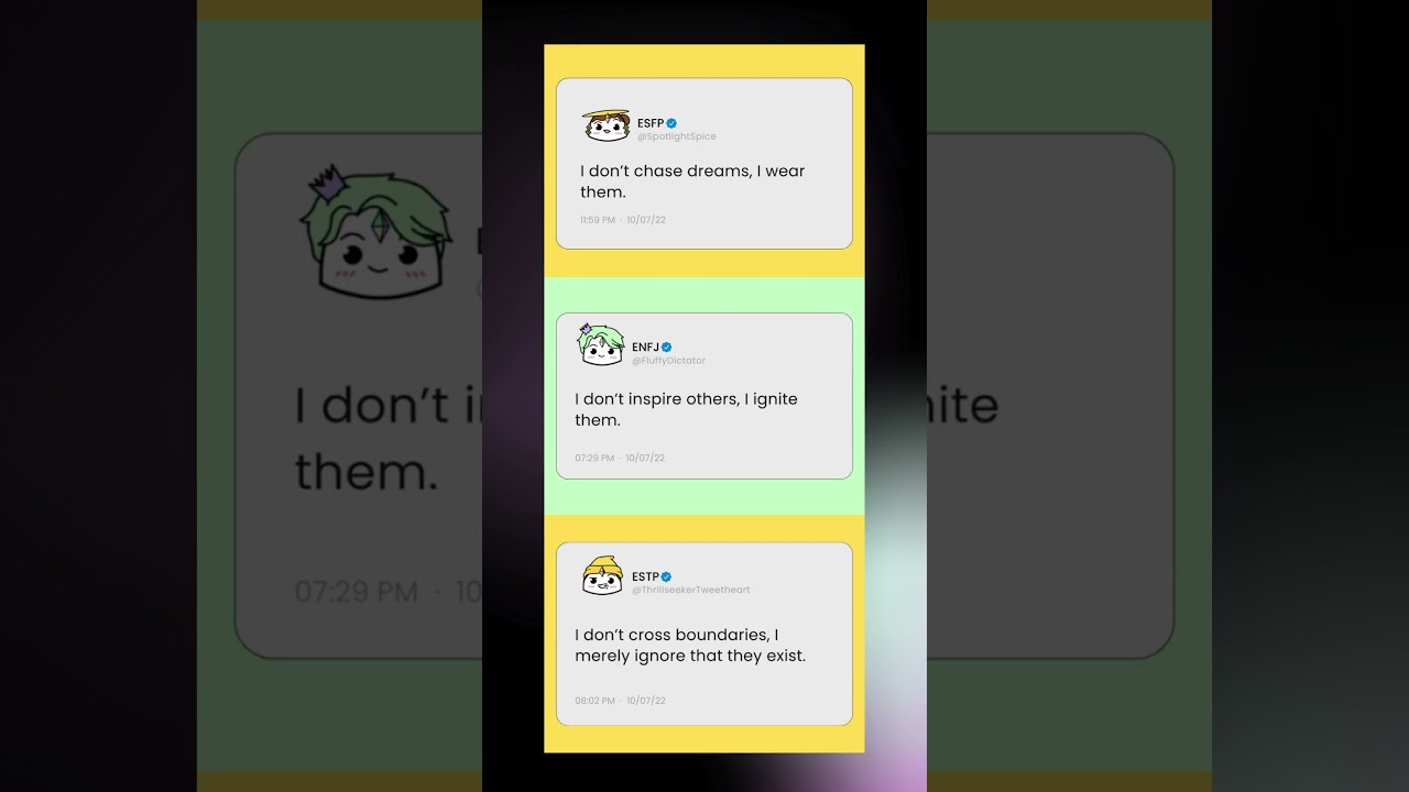 Tweets of the 16 personality types 😏