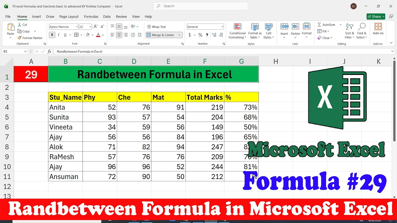 Day 29 Randbetween Formula in Excel | Randbetween formula use in excel | Randbetween formula excel