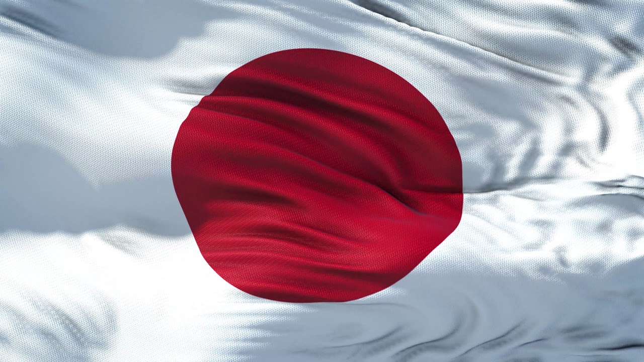 Japan Flag 5 Minutes Loop - FREE 4k Stock Footage - Realistic Japanese Flag Wave Animation