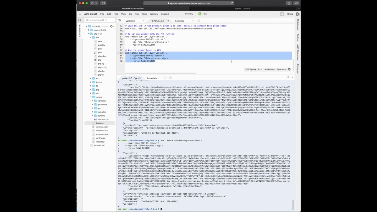Building and deploying a PHP runtime in Lambda