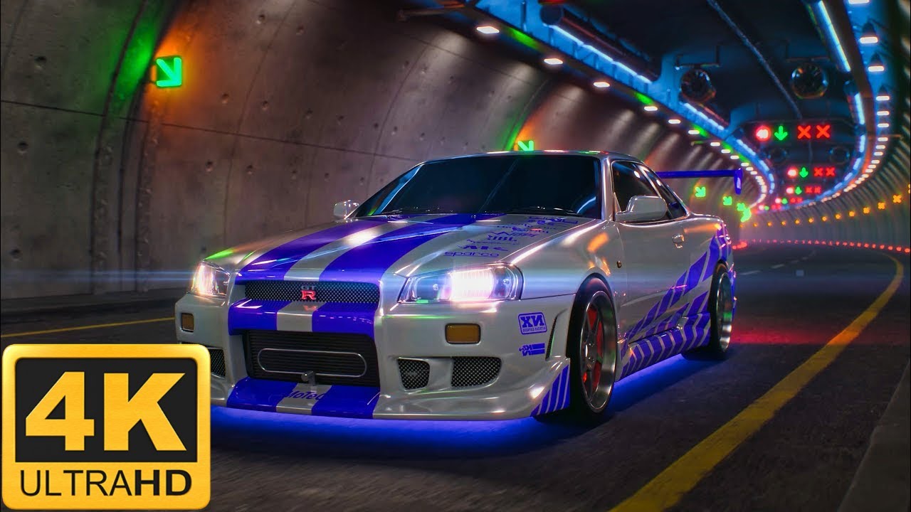 GTR R34 Nissan Skyline - Live Wallpaper - Ambiente Tunnel Drive - 4K Ultra HD 60fps #livewallpaper4k