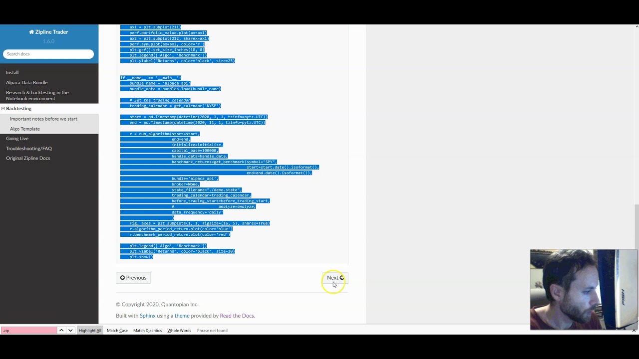 zipline-trader Running a Backtest