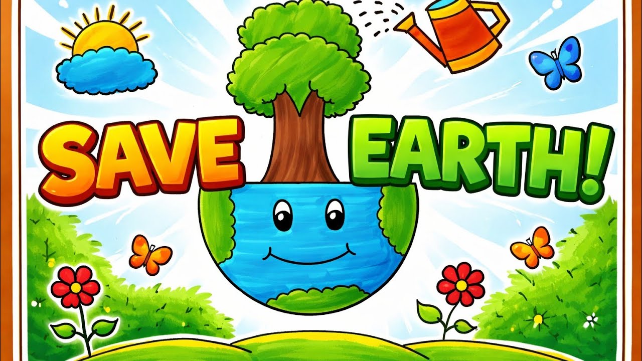 Earth Day Drawing / World Earth Day Drawing / Save Earth Poster Drawing / Save Tree Save Earth 