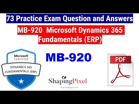 Microsoft Certified Dynamics 365 Fundamentals (ERP) MB-920 Exam Question and Answers | Pass MB-920