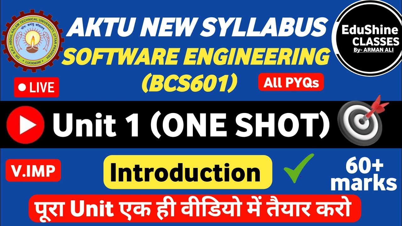 Software Engineering Unit 1 One shot AKTU | Introduction|Software Engineering Unit 1 One shot BCS601