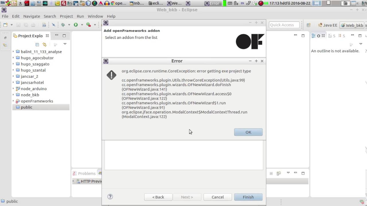 openFrameworks project with eclipse plugin