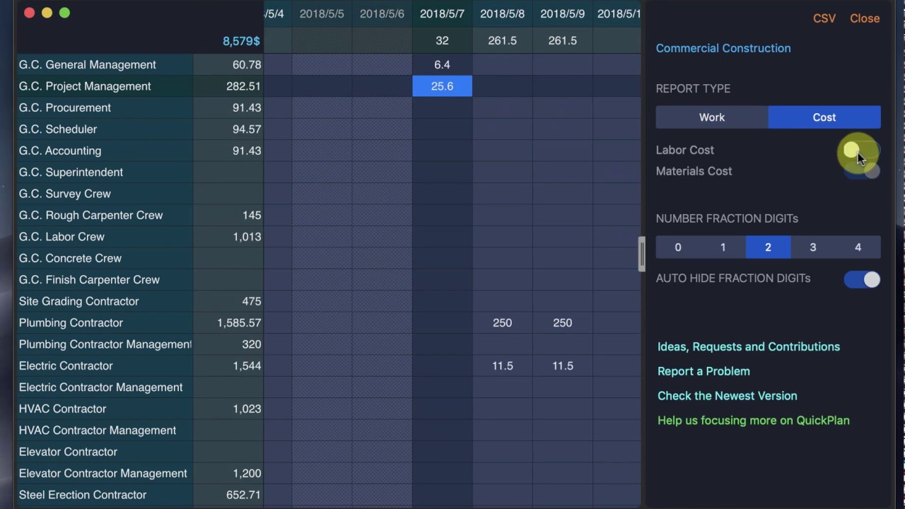 QuickPlan Tool - Resource Report