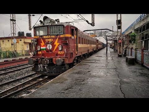 TWIN AJJ WAG-5HA PULLED FULLY LOADED COAL FREIGHT TRAIN