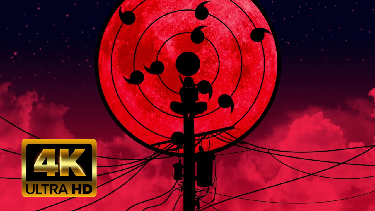 Itachi Uchiha Sharingan Moon🪭 Live 4K Wallpaper: Dark and Edgy For PC #itachi #naruto #anime4k