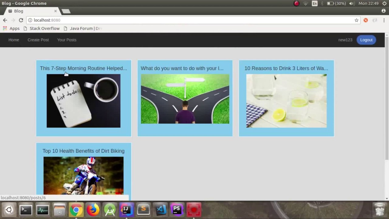 Blog Web Application Preview (Coded in Java with Spring Framework)