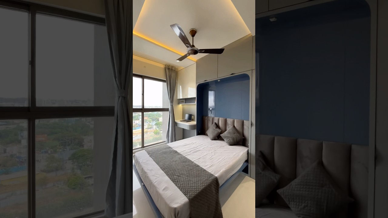 “Small space, big style. This Murphy bed does it all.” #interiordesign #home #interior #bedroomdecor
