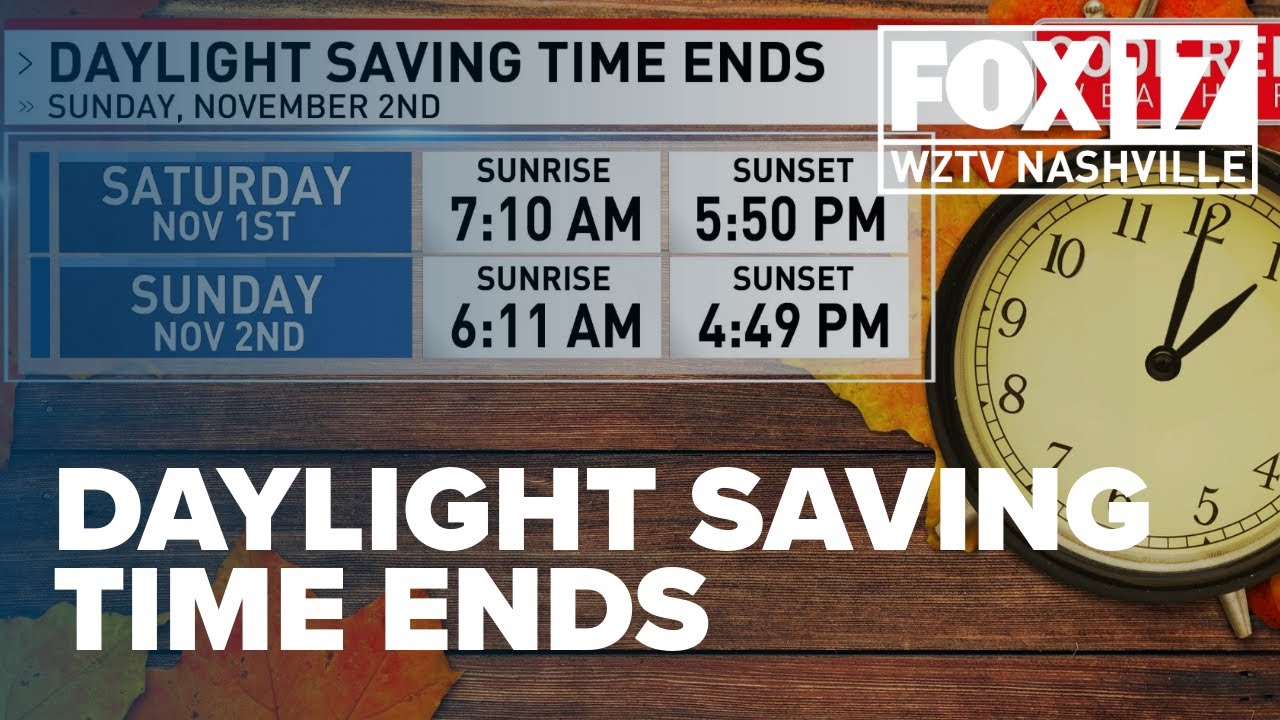 Daylight saving time ends Sunday, marking shorter days and earlier sunsets for Tennessee