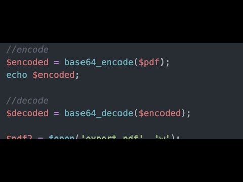PHP: convert pdf to base 64 and base64 back to pdf
