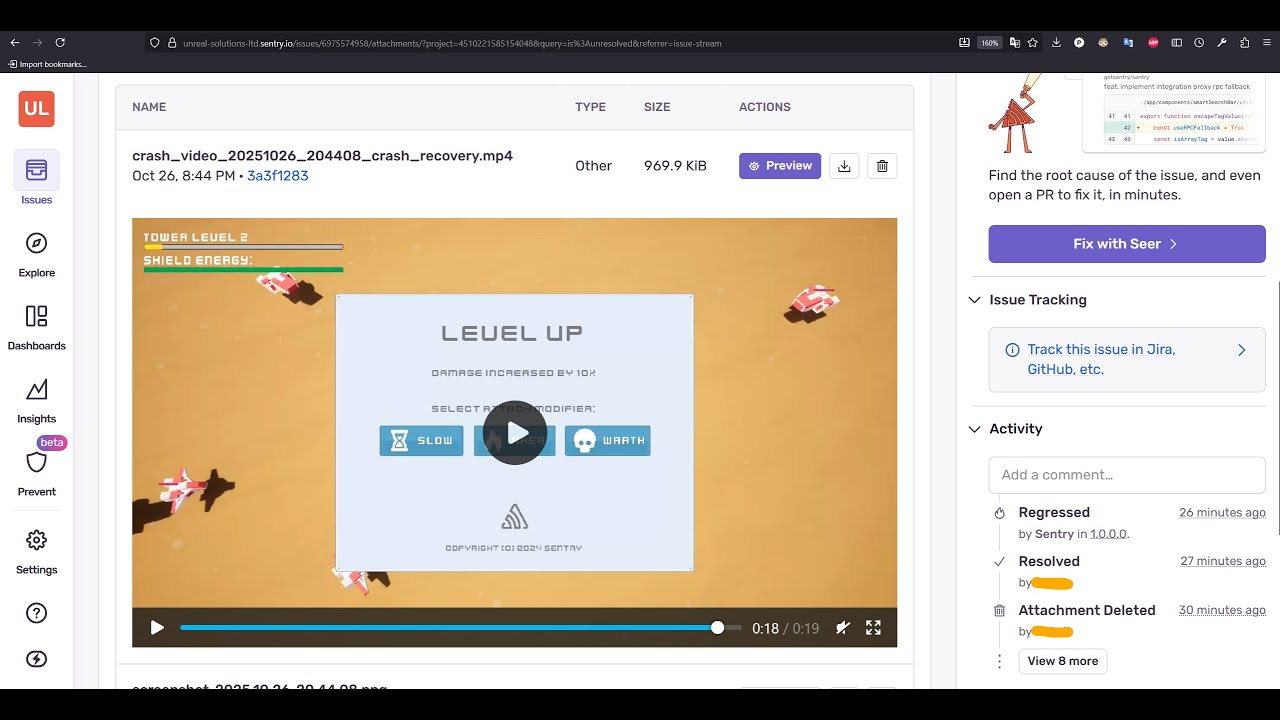 Unreal Engine Crash Videos via Sentry and Runtime Video Recorder - Tutorial