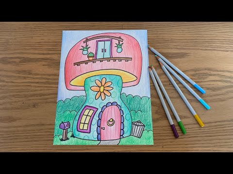 How to draw a Mushroom Fairy or Gnome House!