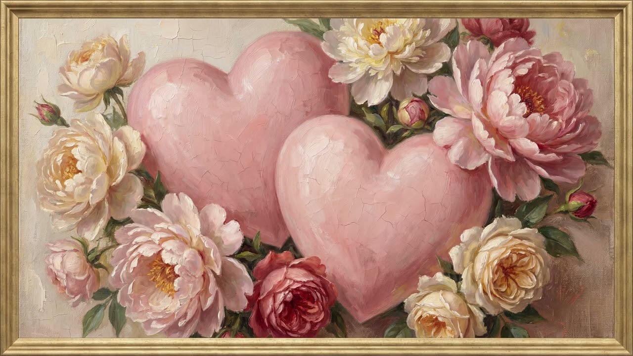 Mother’s Day Floral Hearts | Framed Art TV Wallpaper 4K | Oil Painting | 2 Hours