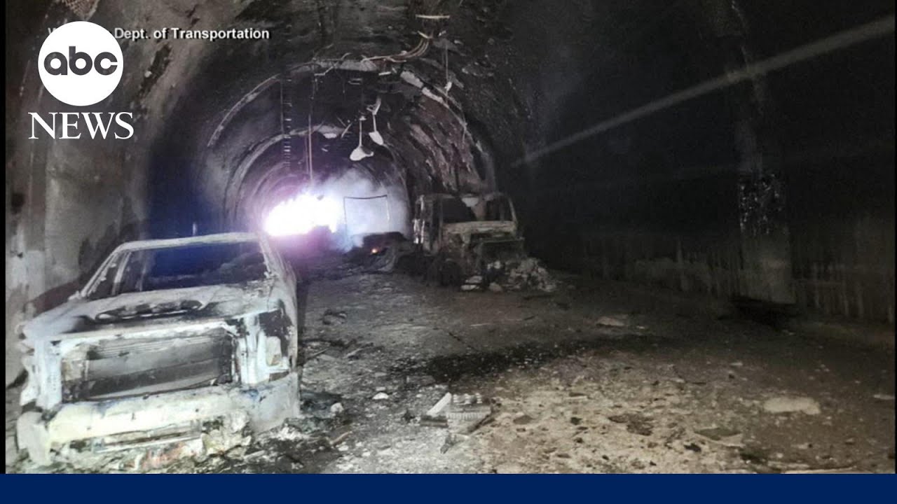 Fiery crash in interstate tunnel after massive pileup